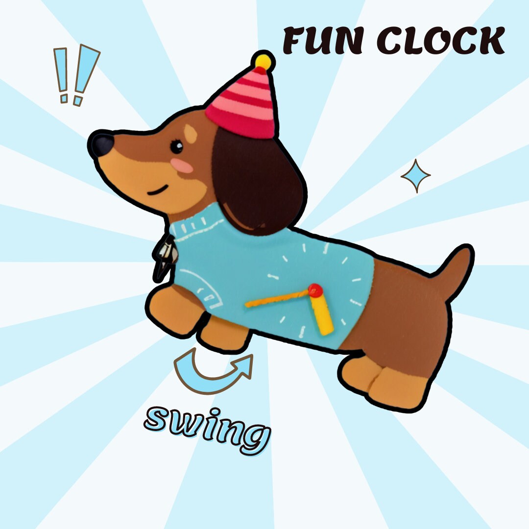 Dog Pendulum Clock Cute Swinging Pet Clock Fun Pet Clock Kids Room ...