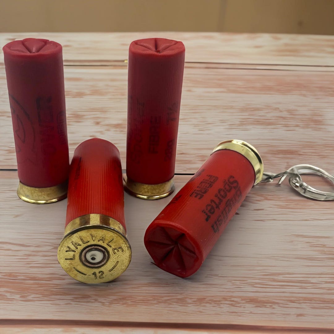 12 Bore Shotgun Shell Keyring Inert Red Cartridge Gift for Him Clay ...