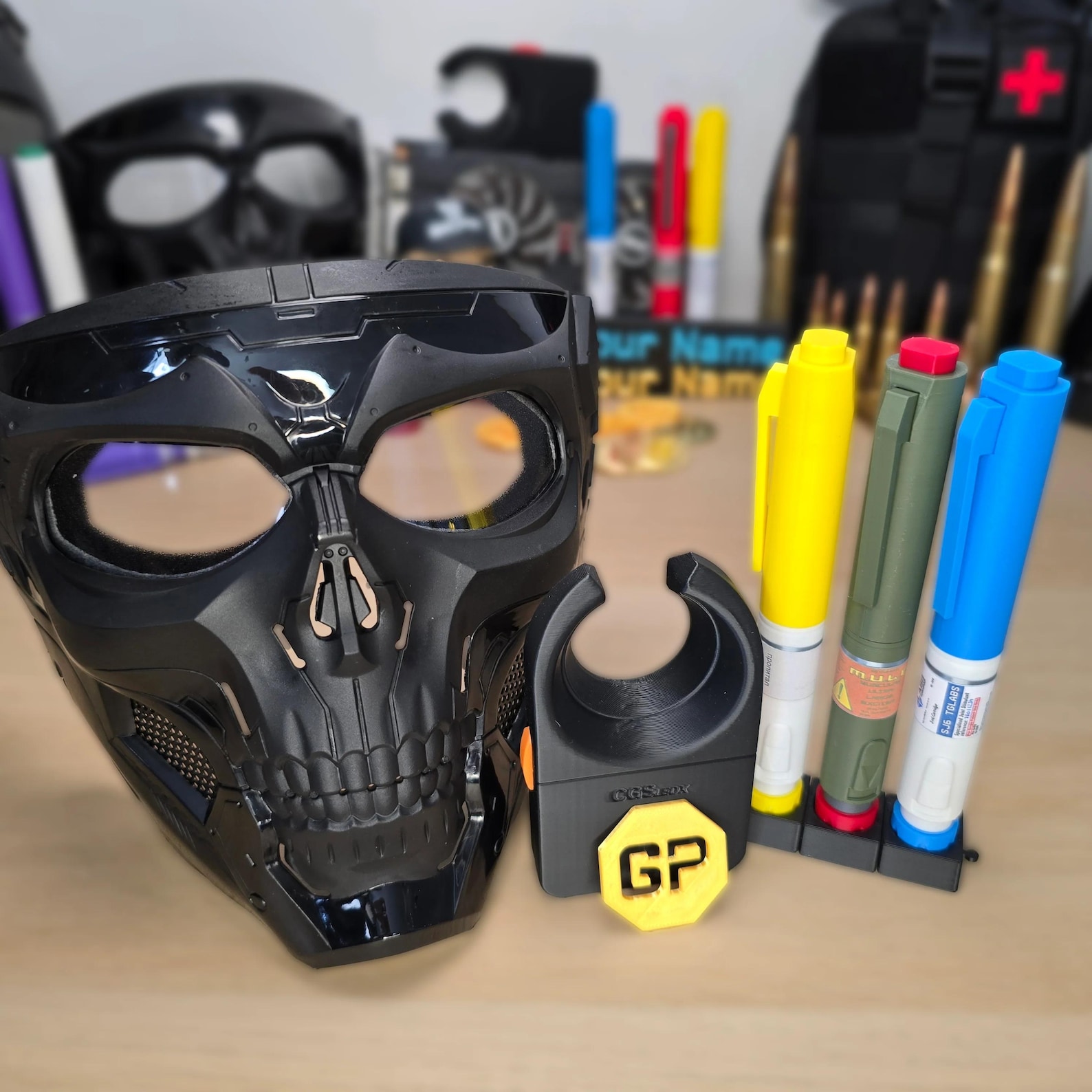 Escape From Tarkov Death Shadow Mask Cosplay Bundle With Stim Props ...