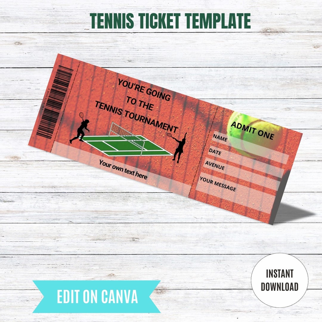 Editable and Printable Tennis Ticket Template, Surprise Ticket for a ...