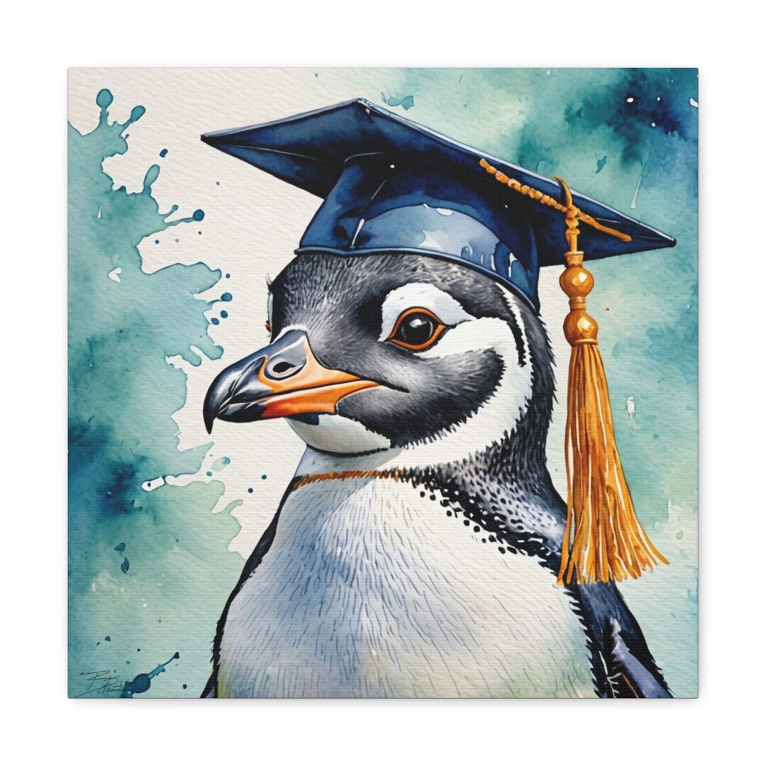 Penguin Grad Graduation Gift Graduation Wall Canvas - Etsy