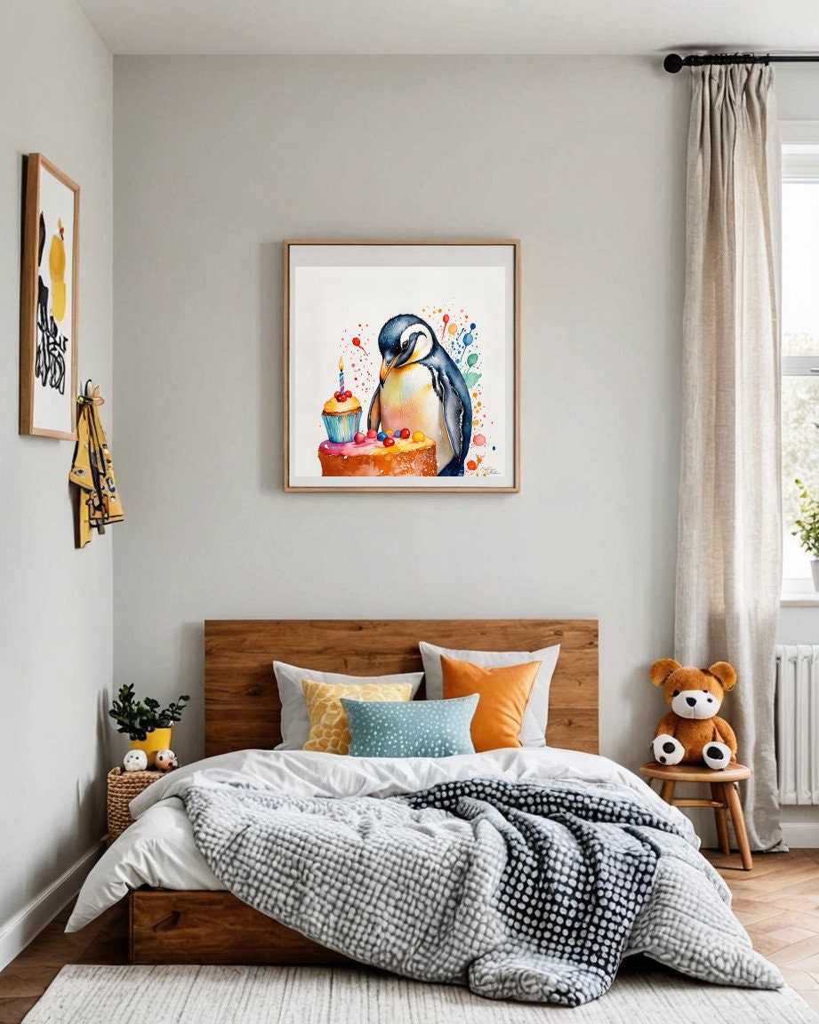 Cute Penguin Birthday | Birthday Penguin Digital Download | Penguin Art ...