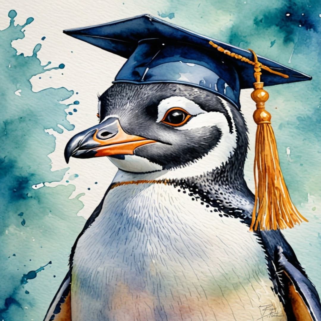 Adorable Penguin Graduation Digital Download | Penguin in Graduation ...