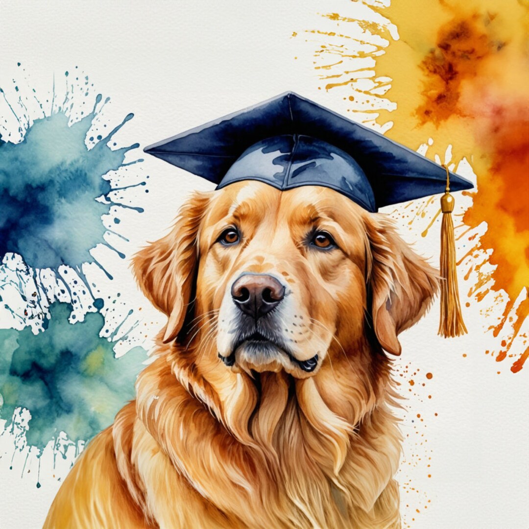Adorable Dog Graduation Art | Graduation Dog Digital Download | Dog in ...