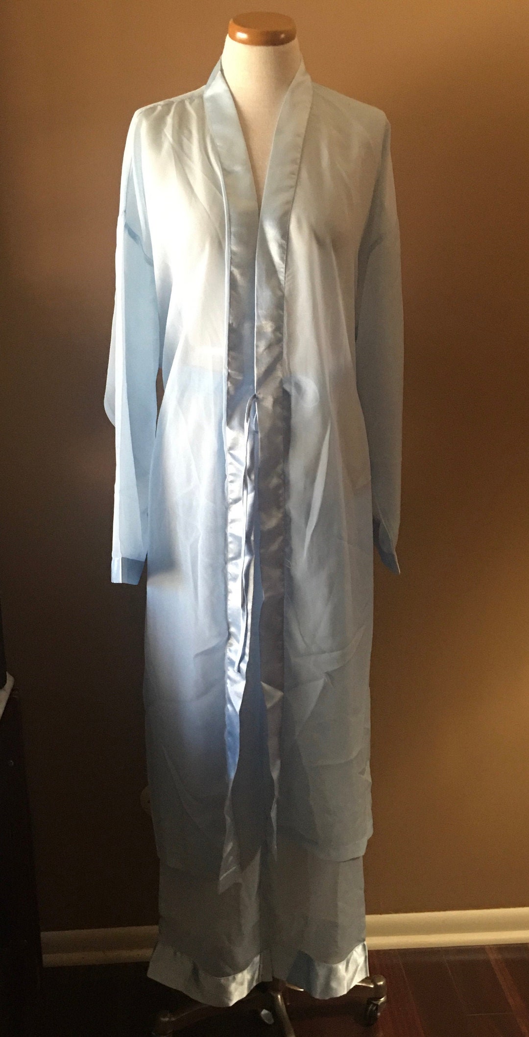 Collections Etc. Midi Length Shear Robe and Pants With Trim Accent Size ...