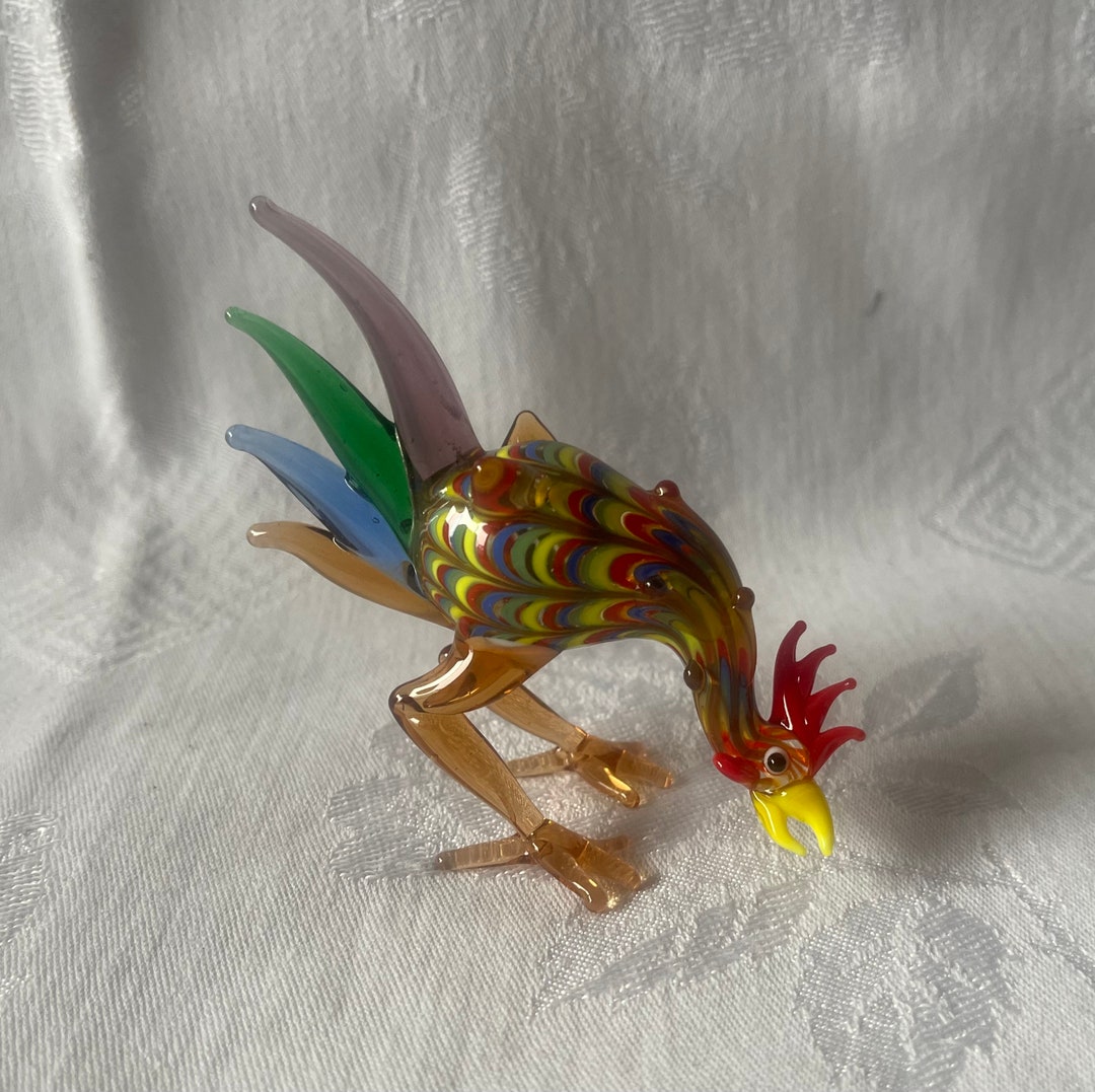 Fritz and Floyd Spike Tail Rooster, Lamp Work, Blown Glass With Gift ...