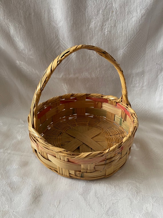 Antique Cane and Reed Easter Basket Fruit Basket 1950s | Etsy