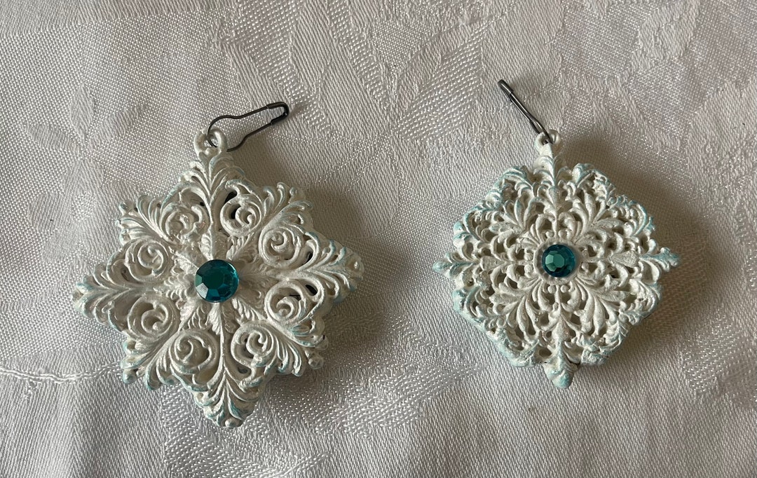 Handmade Paper Clay / Paper Mache Snowflakes Set of 2 - Etsy