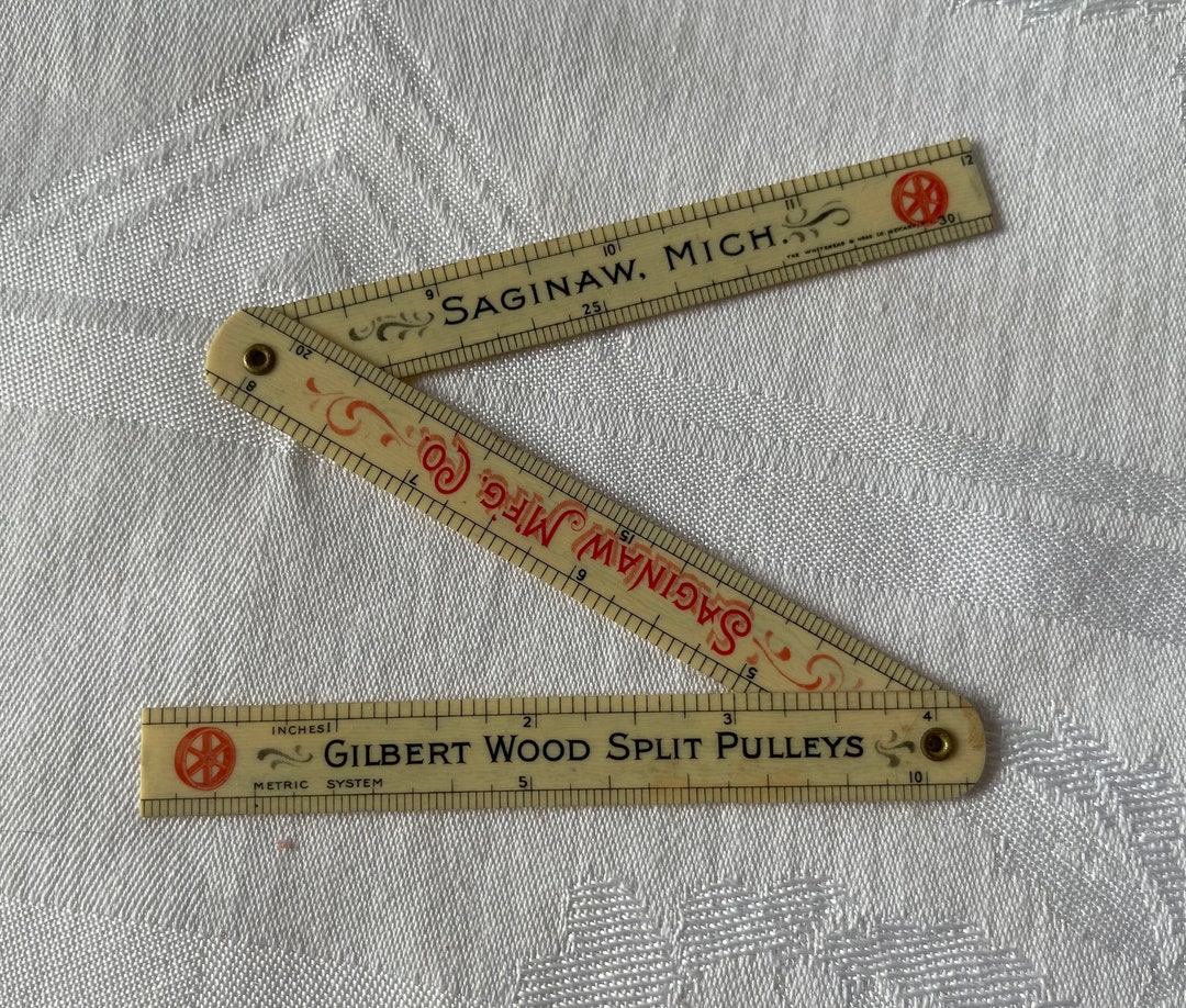 1900’s Antique Celluloid 12” Folding Pocket Ruler, Columbus Mill and ...