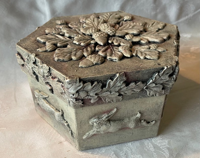 Hand Made Paper Mache Storage / Keepsake / Gift Box With Oak - Etsy