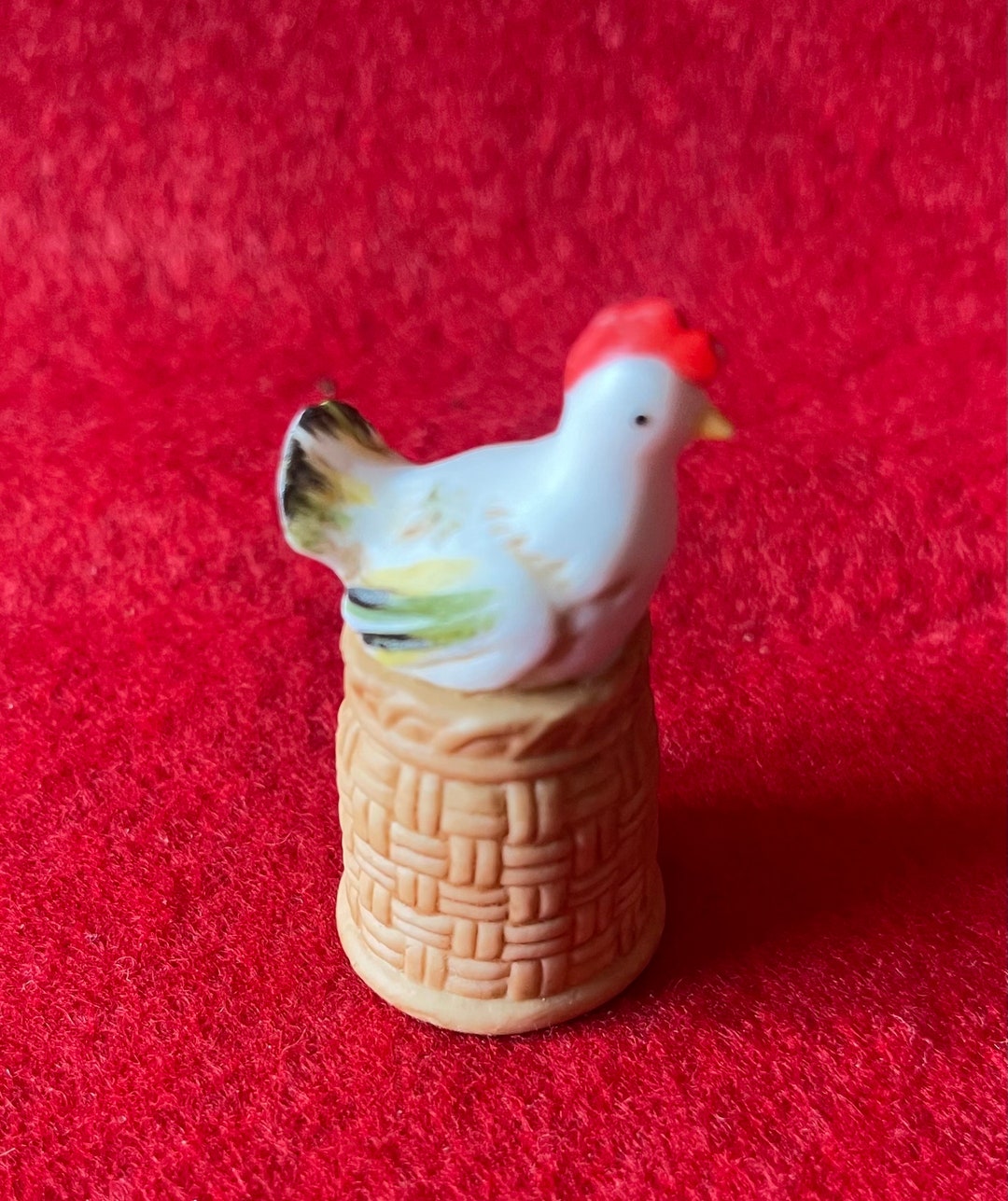 VTG Enesco Thimble Hen on a Basket Nest Made in Japan - Etsy
