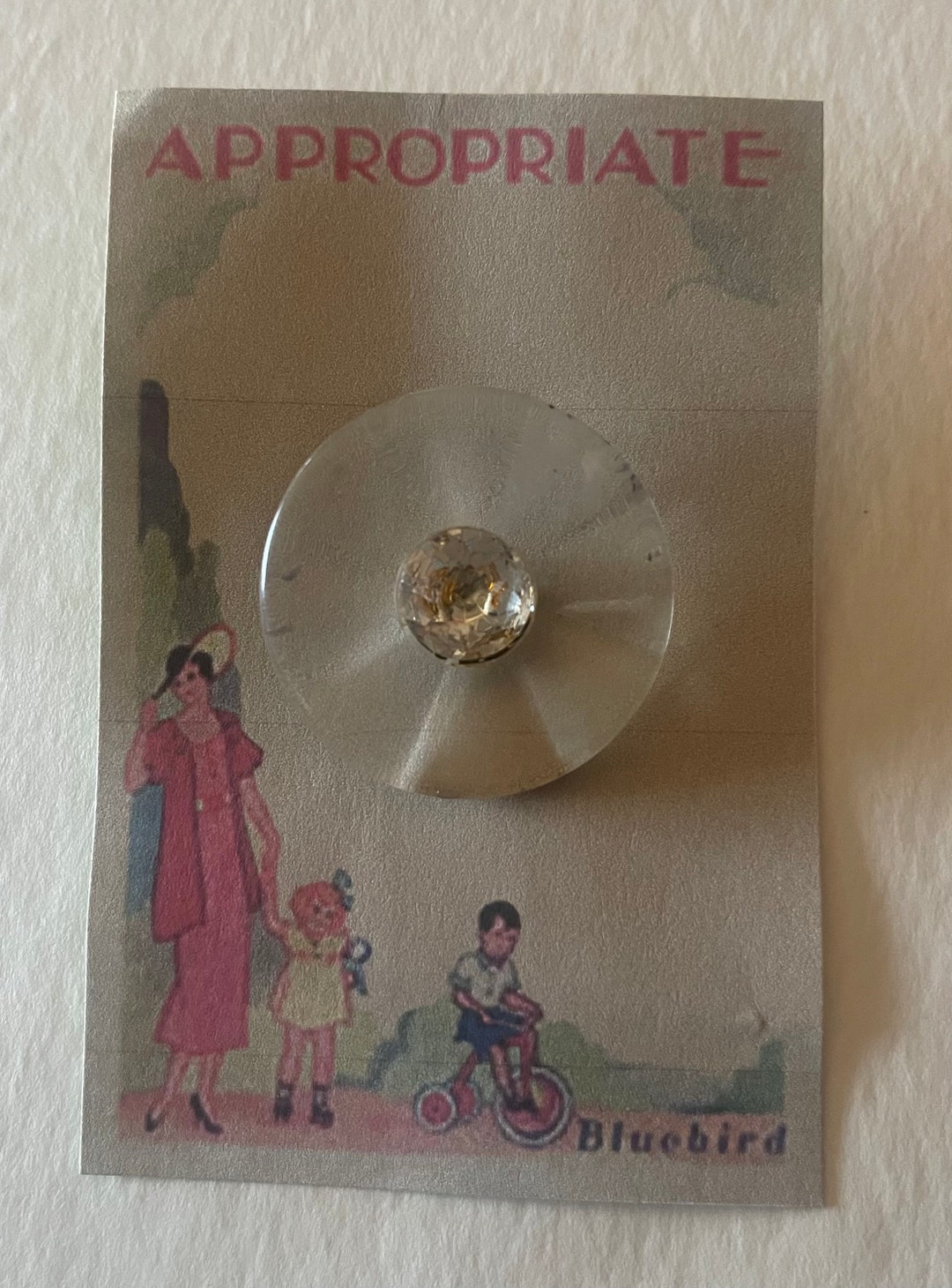 Vintage Clear Plastic Button With Large Rhinestone Center - Etsy