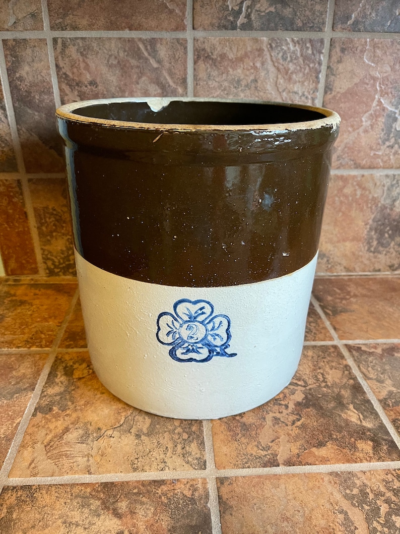 Antique Stoneware Pickle Crock / Storage Container With Rare | Etsy