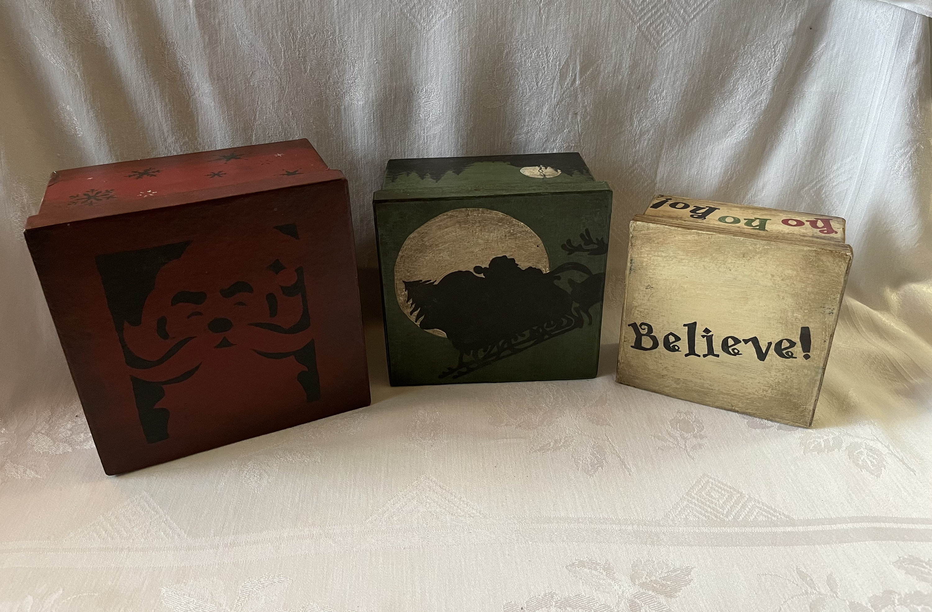 Set of 3 Primitive Vintage Stacking Boxes in Christmas Decor | Etsy