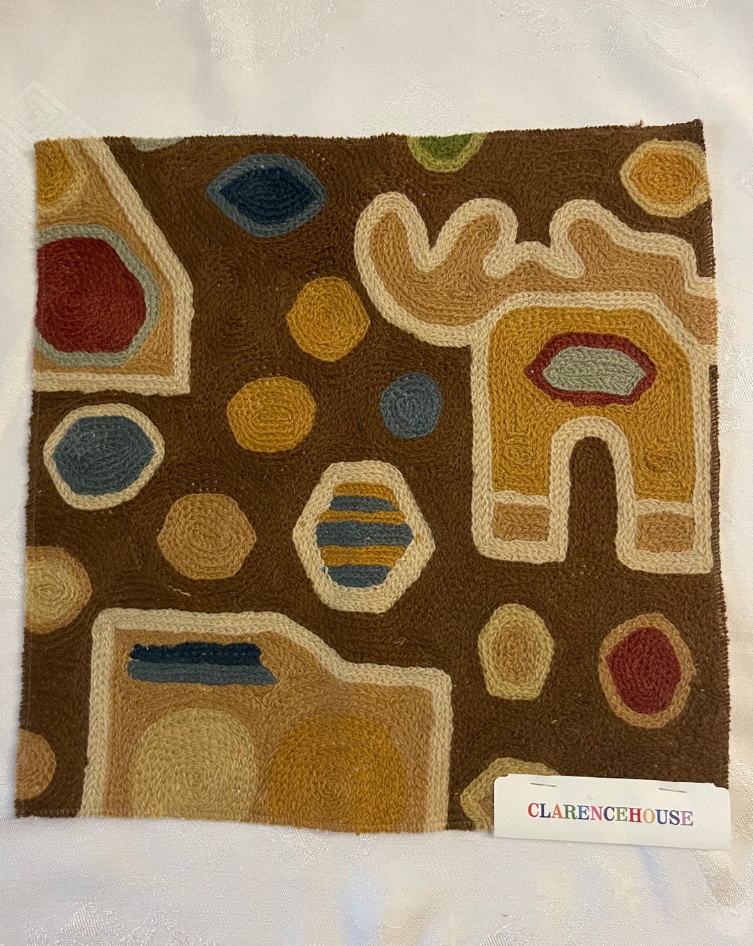 Clarence House Aztec Crewel Fabric Sample, Swatch for Sewing ...
