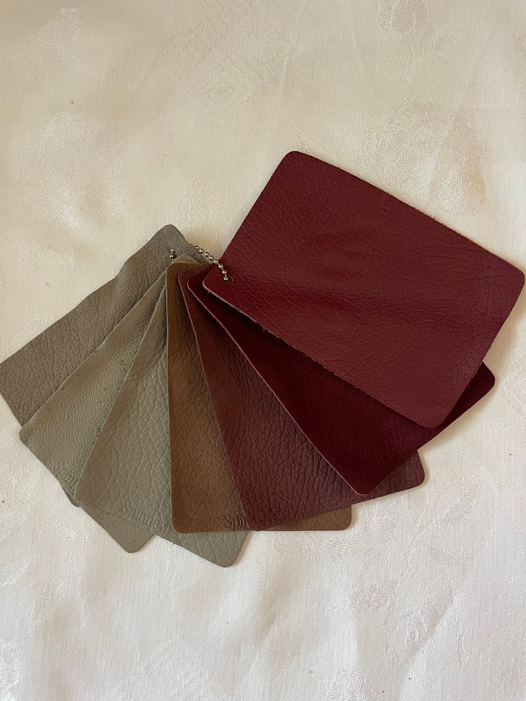 Set of 7 High End Upholstery Leather Samples, Swatches for Craft and ...