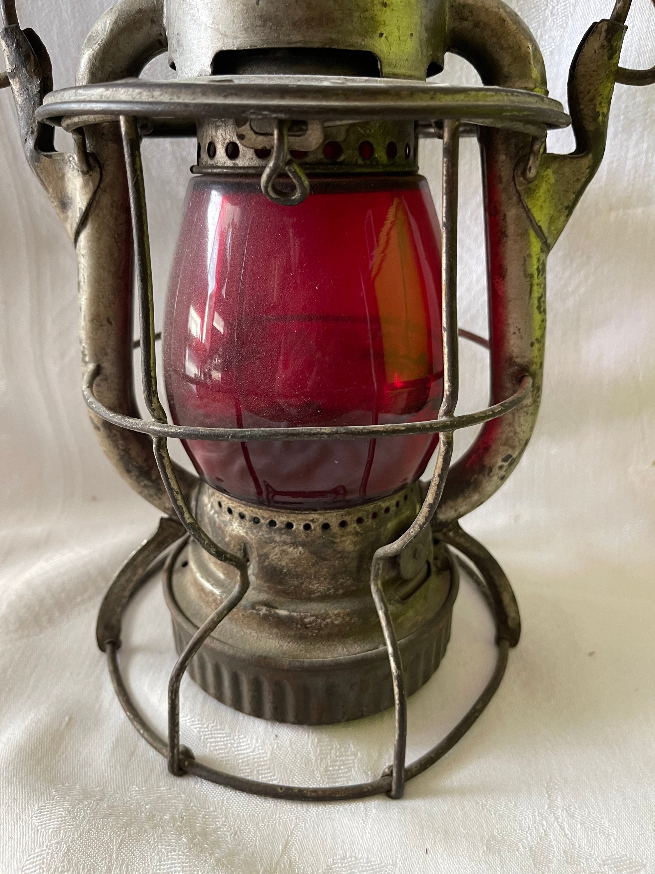Antique Deitz Vesta NYC Railroad Lantern With Ruby Glass Antique Deitz Vesta NYC Railroad Lantern With Ruby Glass
