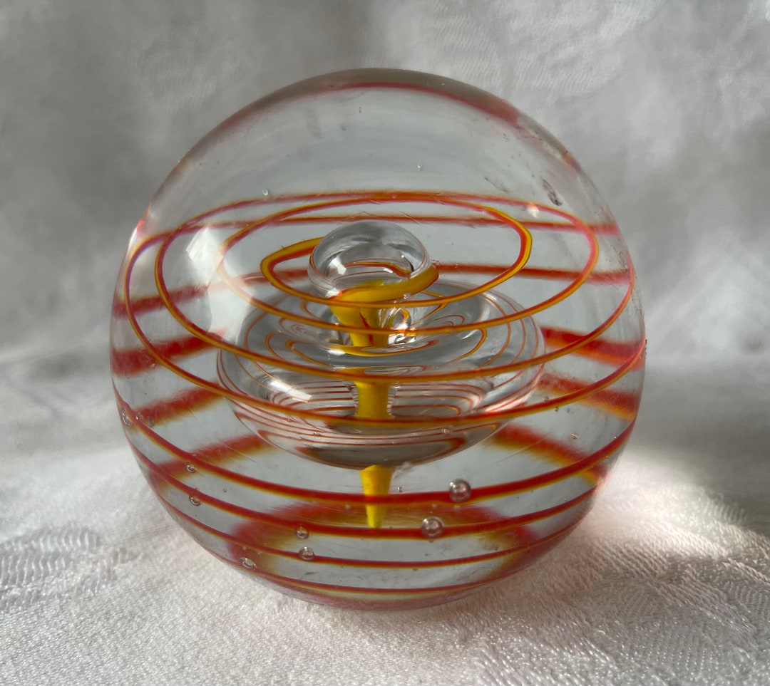 Vintage Handmade Glass Paperweight - Etsy