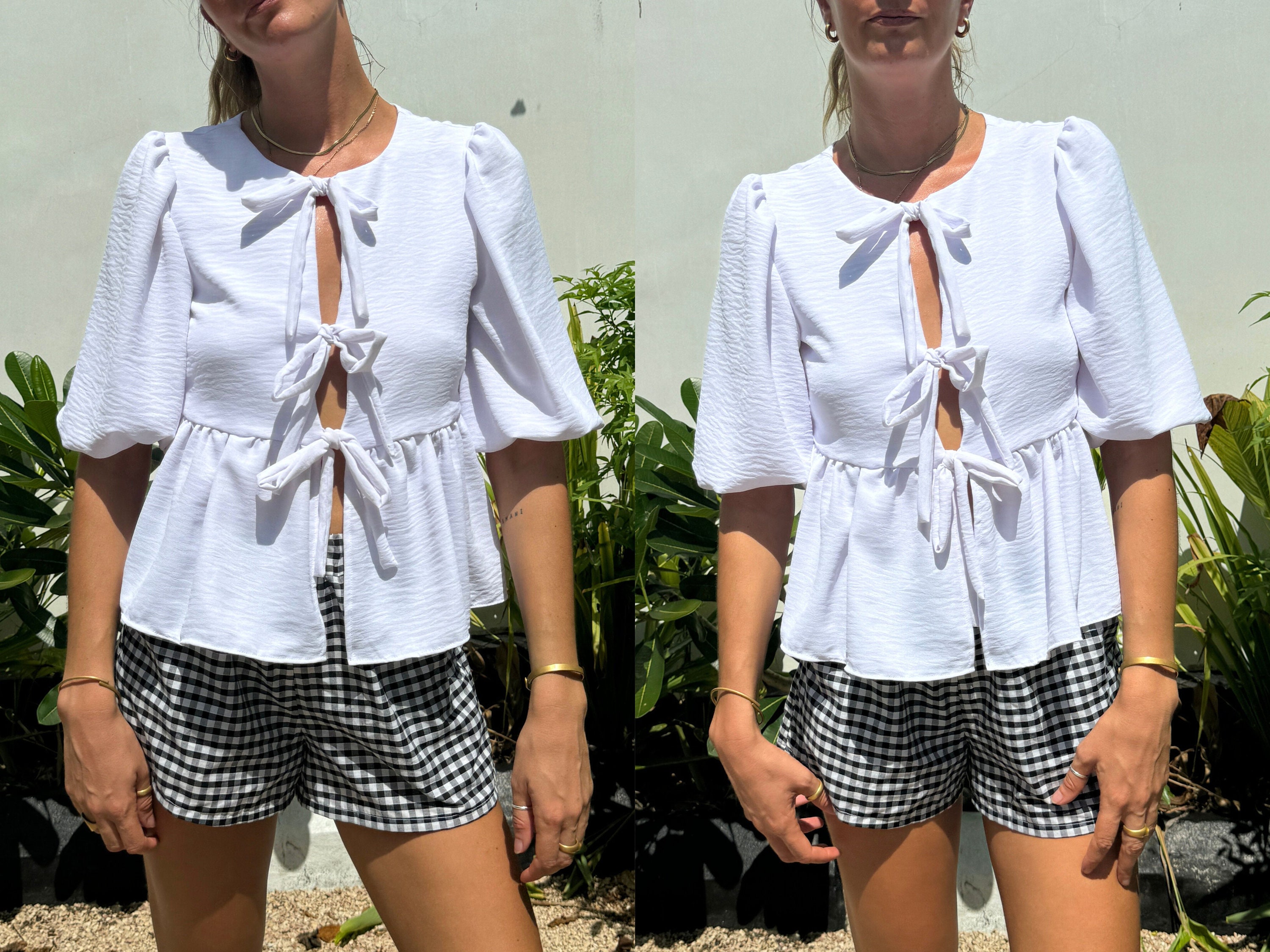 Poppy Blouse Digital PDF Sewing Pattern Peplum Blouse Puff Sleeves Tie ...