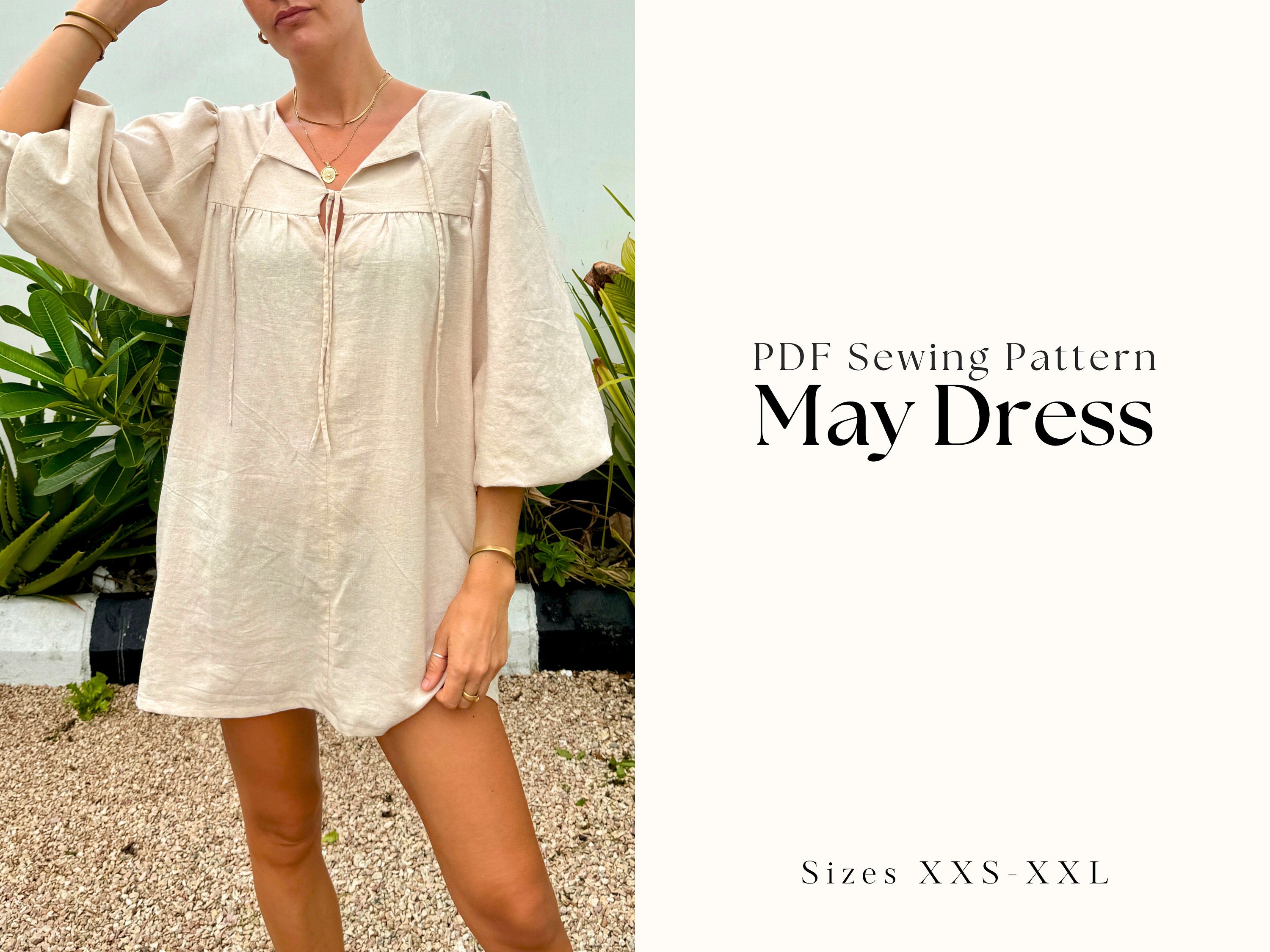 May Dress Digital PDF Sewing Pattern Gathered Bust Mini Summer Dress ...