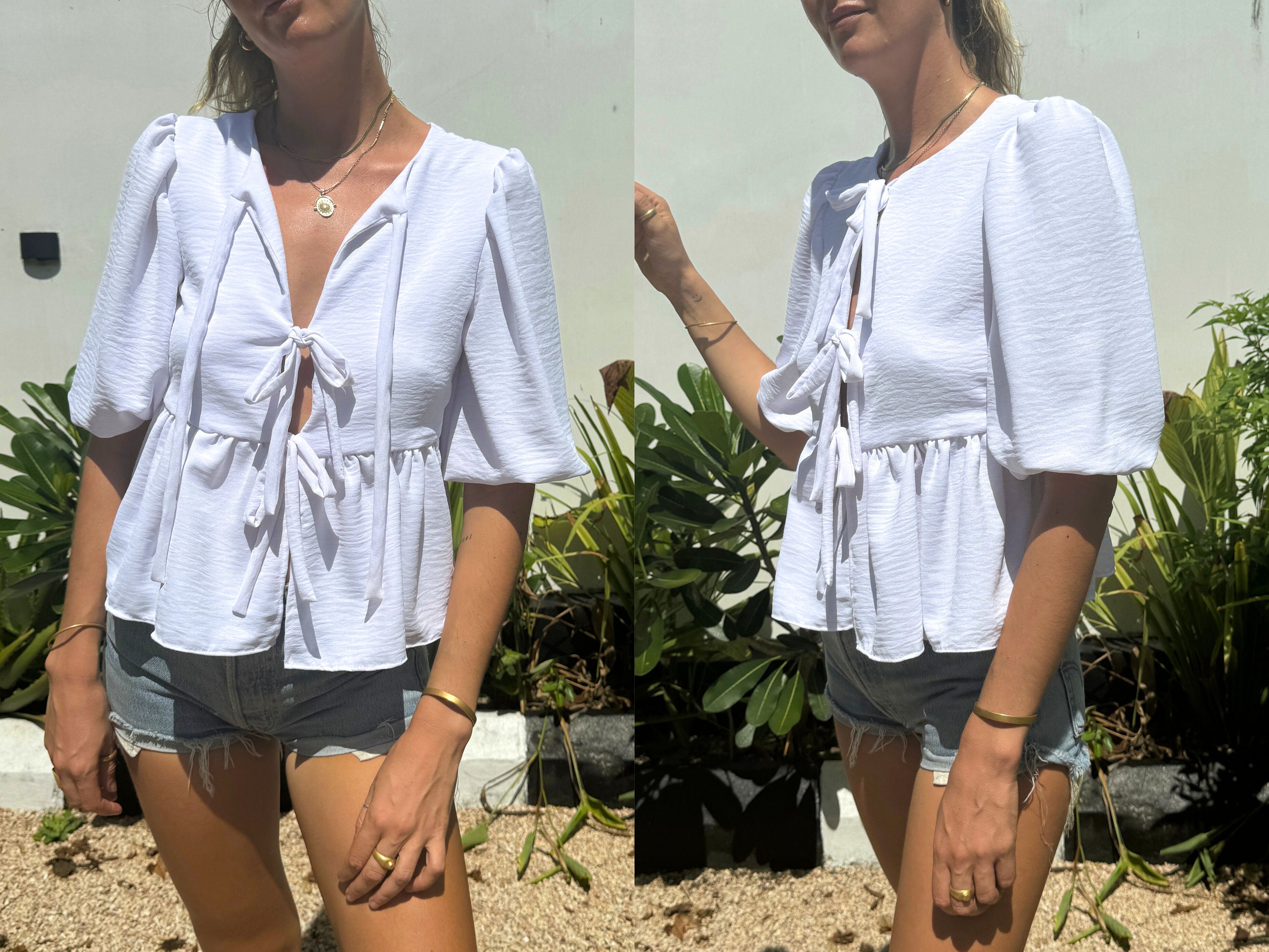 Poppy Blouse Digital PDF Sewing Pattern Peplum Blouse Puff Sleeves Tie ...