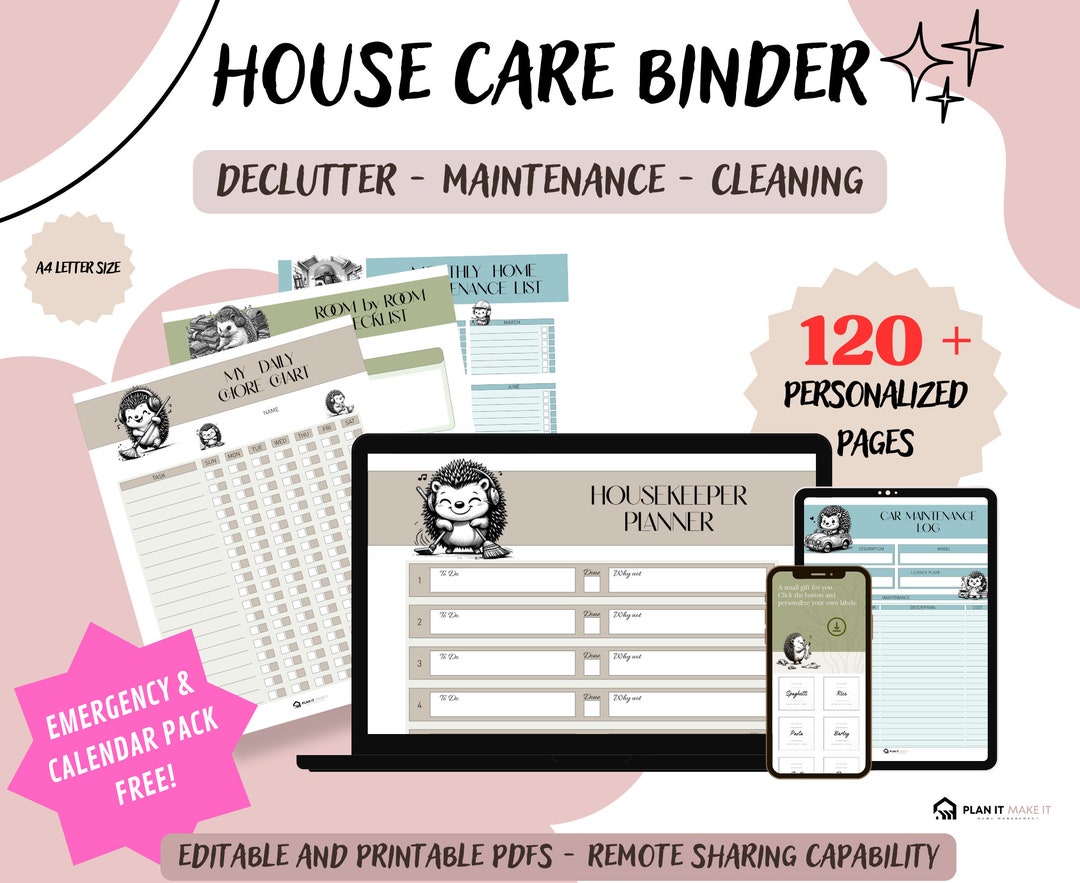 Editable Home Management Binder, Cleaning PDF Bundle, ADHD Digital ...