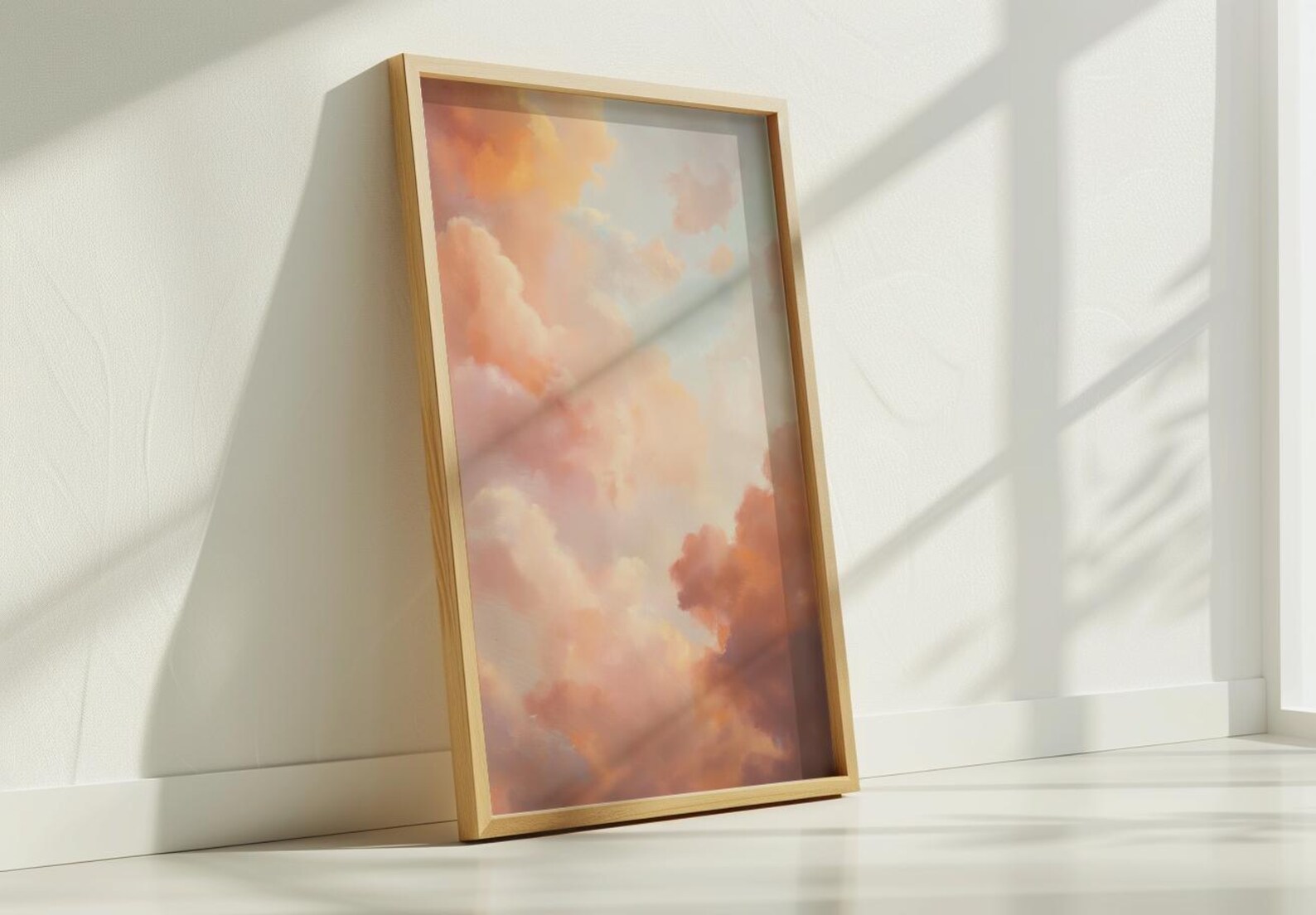 Digital Dreamy Pastel Cloud Sky Oil Painting Print| Soft Pink & Orange ...