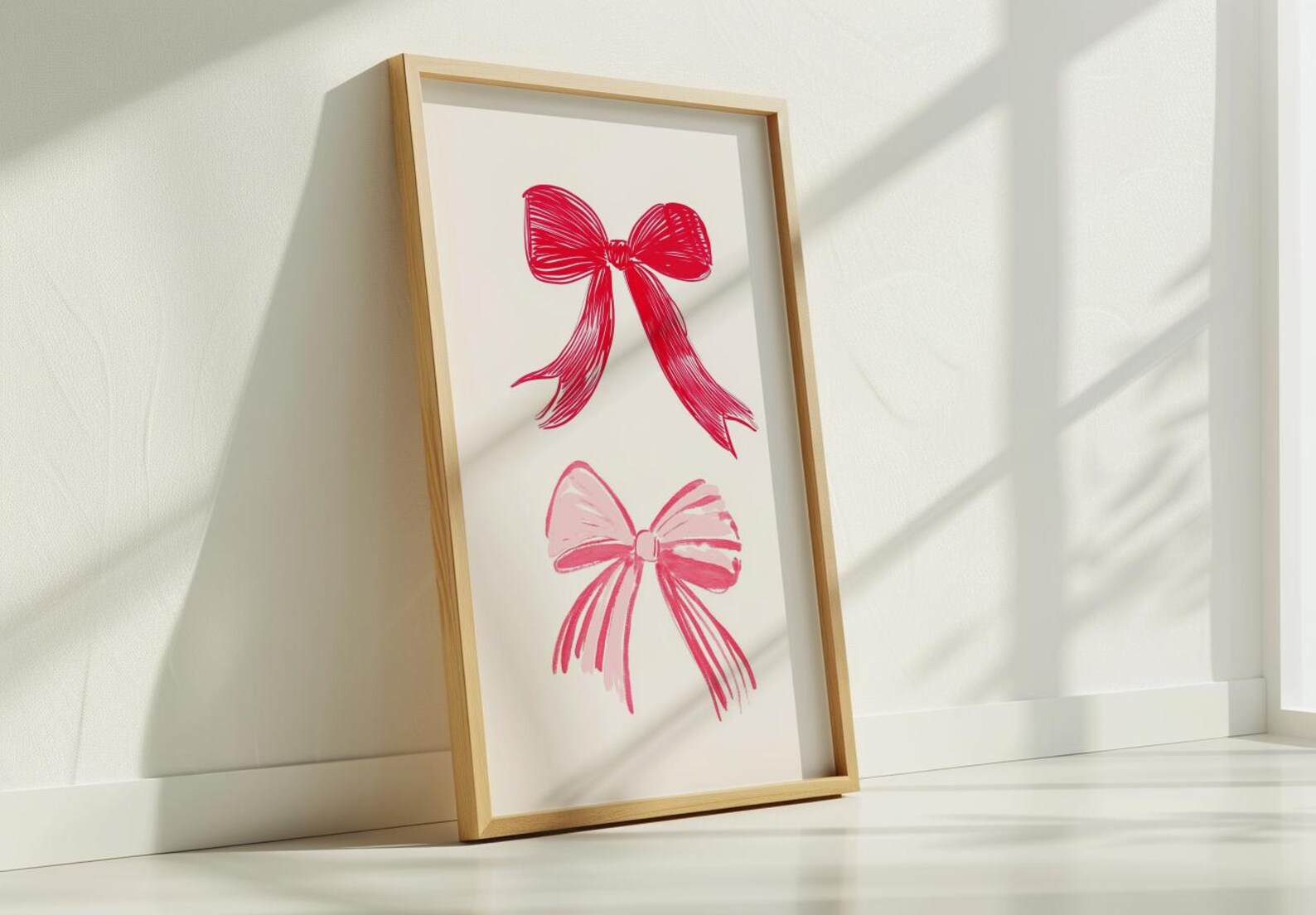 Red and Pink Bow Wall Art – Minimalist Matte Poster, Coquette Aesthetic ...