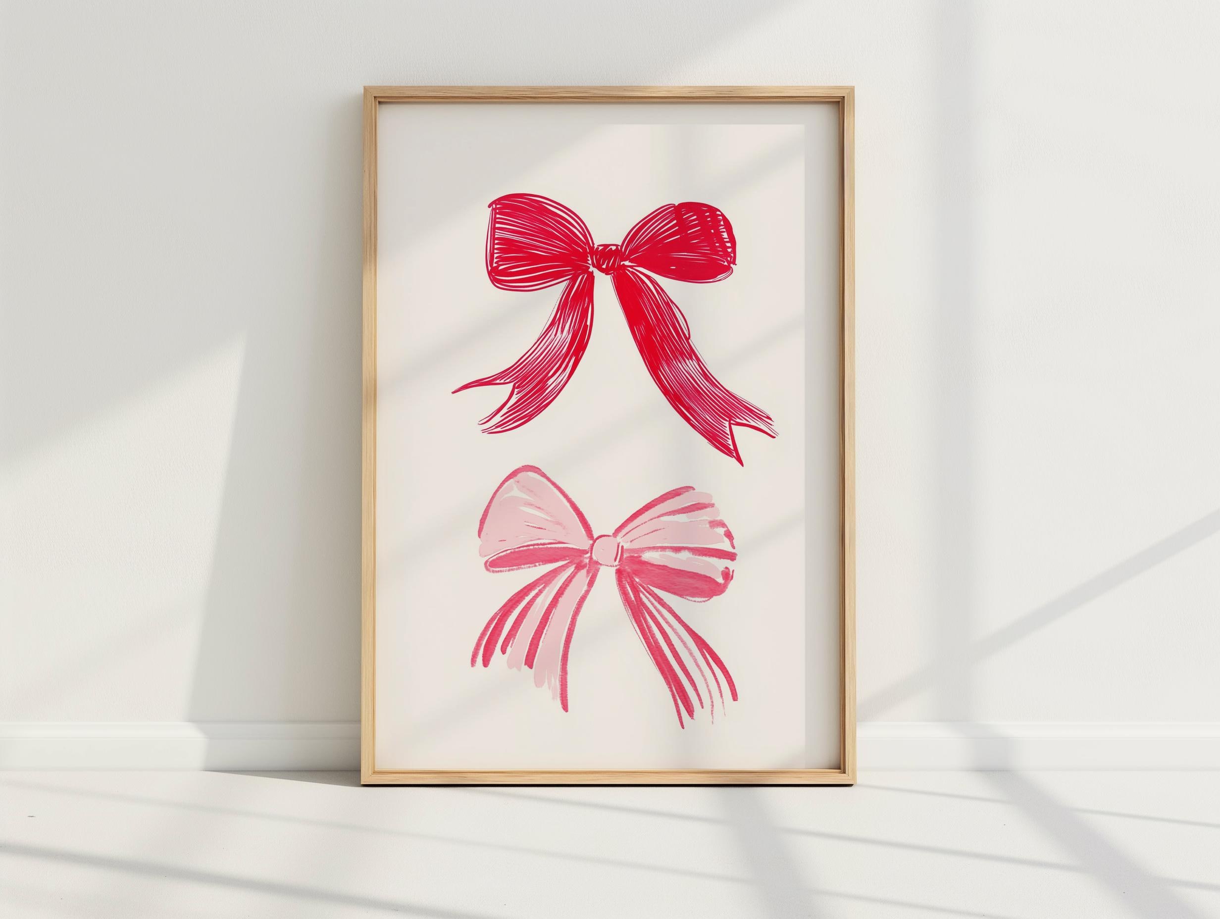 Red and Pink Bow Wall Art – Minimalist Matte Poster, Coquette Aesthetic ...