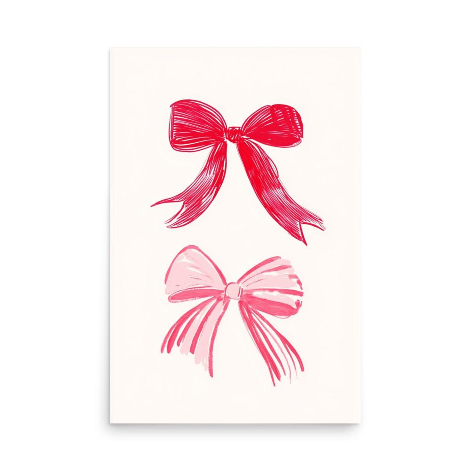 Red and Pink Bow Wall Art – Minimalist Matte Poster, Coquette Aesthetic ...