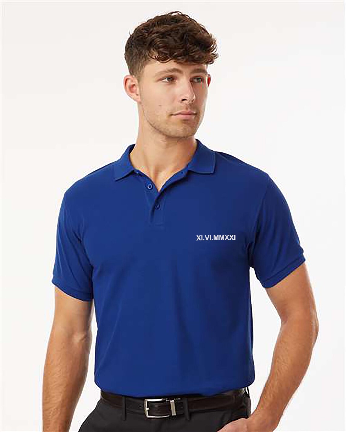 Embroidered Custom Roman Numerals Polo Shirt, Personalized Latin Date ...