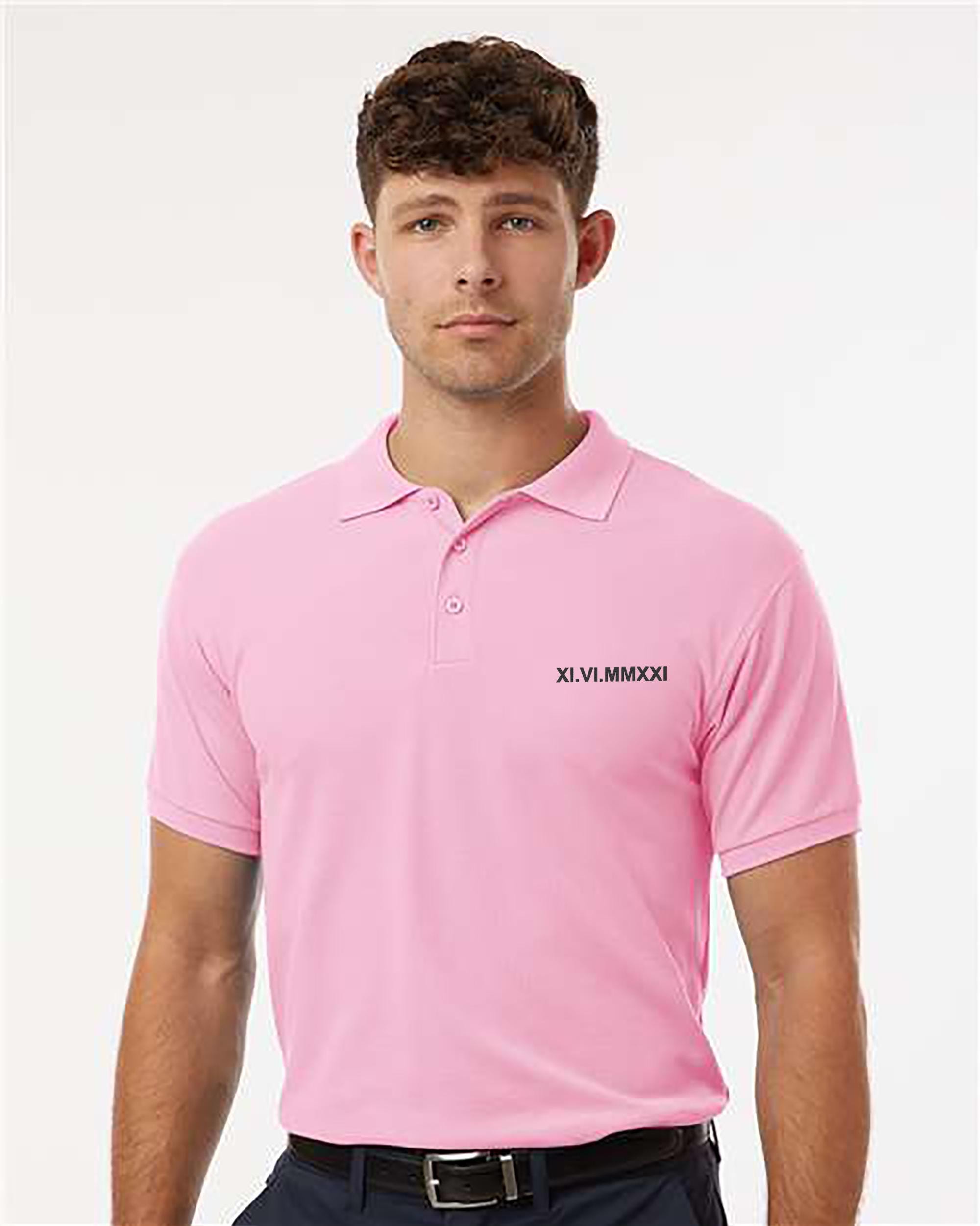 Embroidered Custom Roman Numerals Polo Shirt, Personalized Latin Date ...
