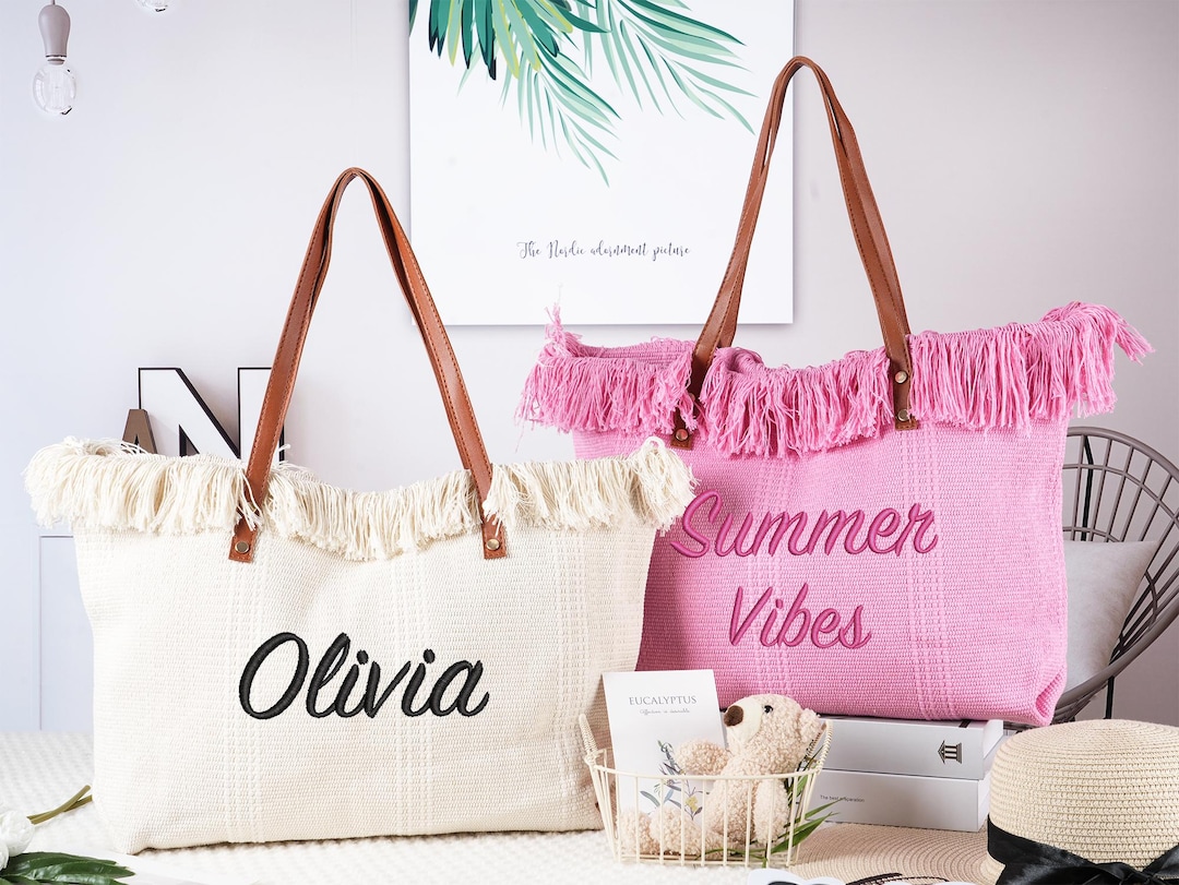Custom Embroidered Canvas Fringe Tote Bag: Bridal Party Gift - Etsy