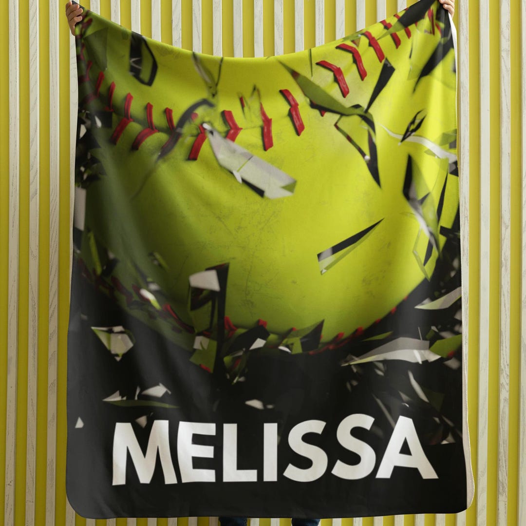 Personalized Softball Blanket With Name Sports Throw Sherpa Fleece Team ...