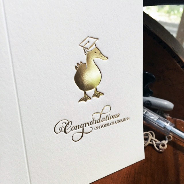Letterpress Printed Gold Foil Graduation Duck Card - Etsy