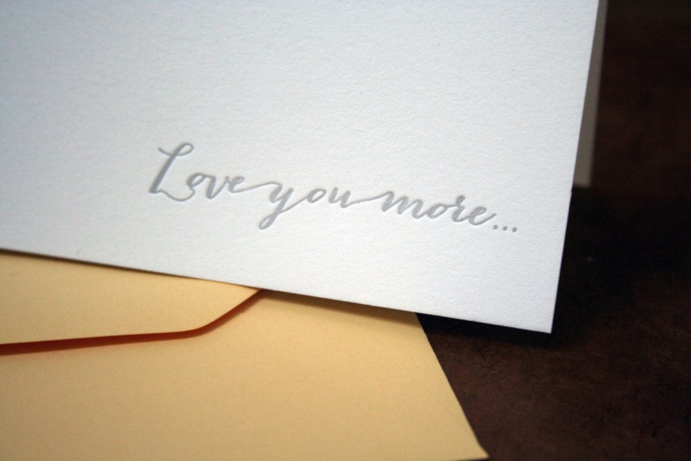 Letterpress Printed love You More... Card Single - Etsy