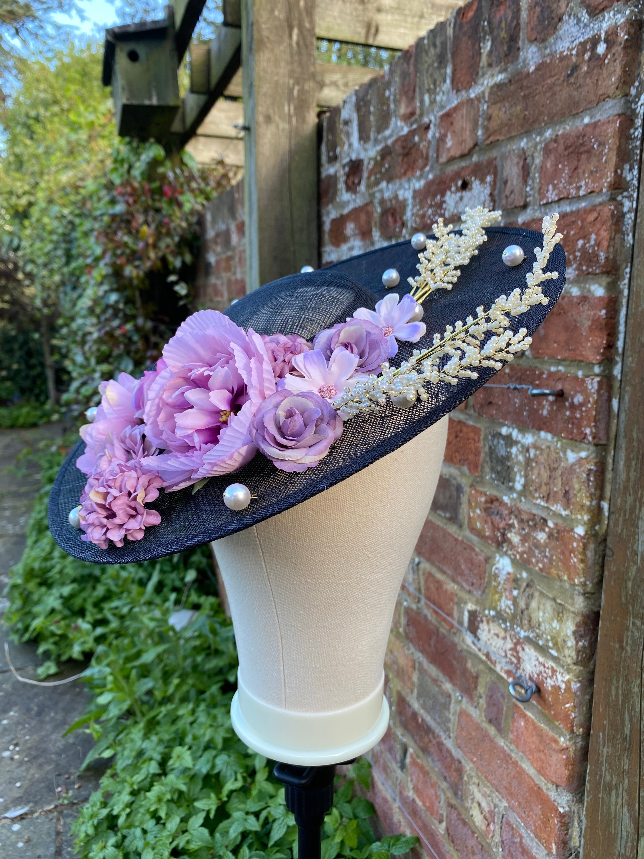 Kentucky Derby Hat, Black Pearl Floral Derby Hat, Ascot Hat Woman ...