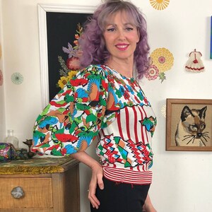 Vintage Diane Freis Blouse, 1980s Bohemian Maximalist Top With Balloon ...