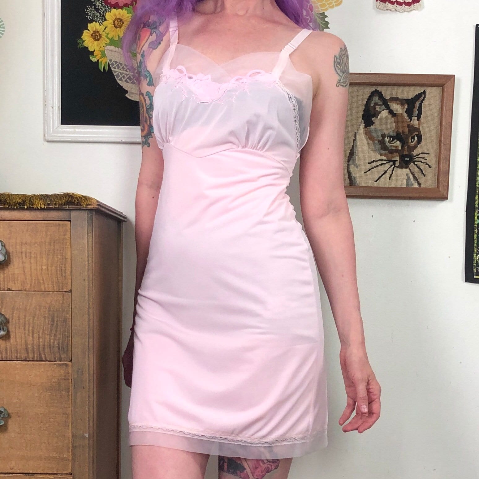 Vintage Baby Pink Full Slip 1960s Slip in Mini Length With - Etsy