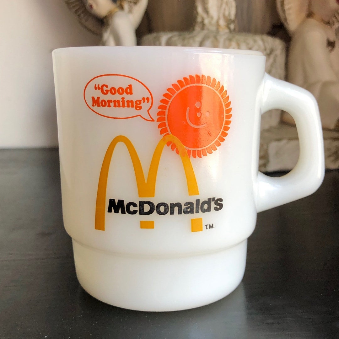 Vintage Mcdonalds Mug, 1970s Fire King Milk Glass Good Morning Coffee ...