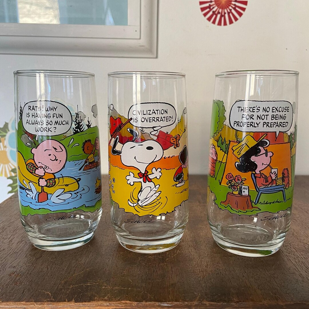 Vintage Mcdonalds Camp Snoopy Series Glasses, 1980s Peanuts Glasses Set ...