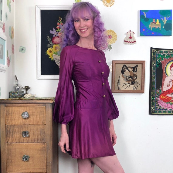 Vintage Micro Mini Dress with Balloon Sleeves, 1960s … - Gem