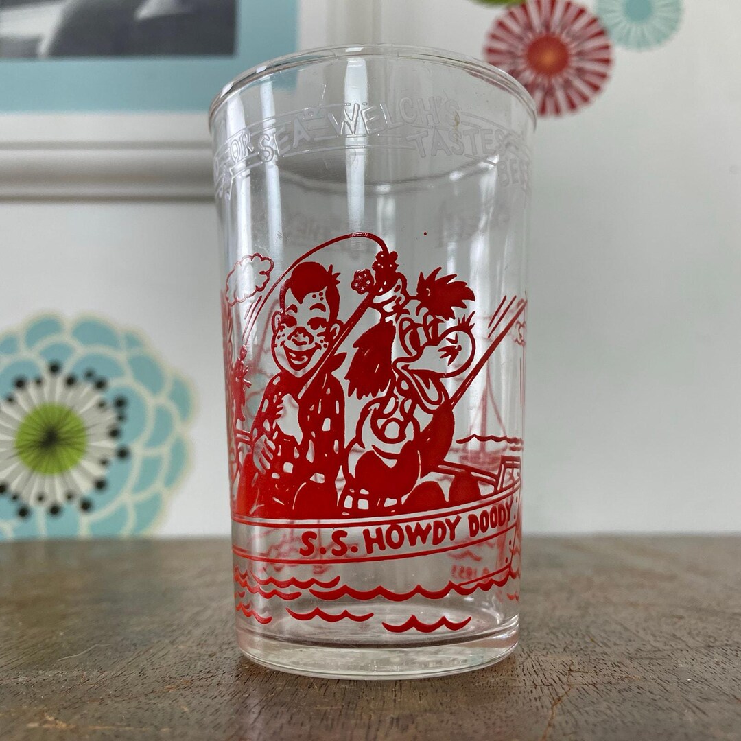 Vintage Howdy Doody Juice Glass, 1950s Welch's Jelly Jar Drinking Glass ...