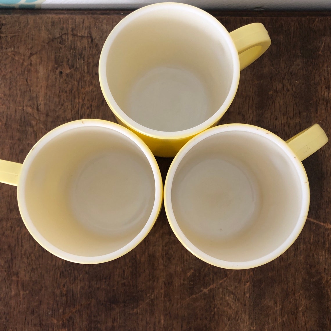 Three Hazel Atlas Coffee Cups Trio of Yellow Milk Glass Mugs - Etsy