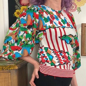 Vintage Diane Freis Blouse, 1980s Bohemian Maximalist Top With Balloon ...