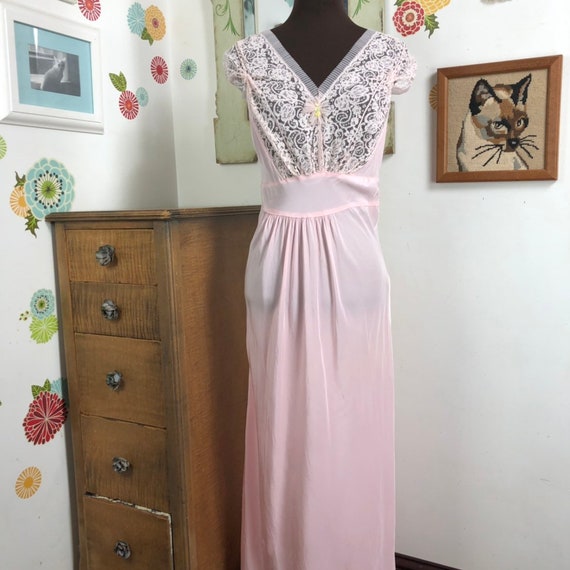 Vintage Pink Lace Nightgown 1940s Rayon Nightie With Pink | Etsy