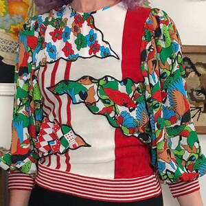 Vintage Diane Freis Blouse, 1980s Bohemian Maximalist Top With Balloon ...