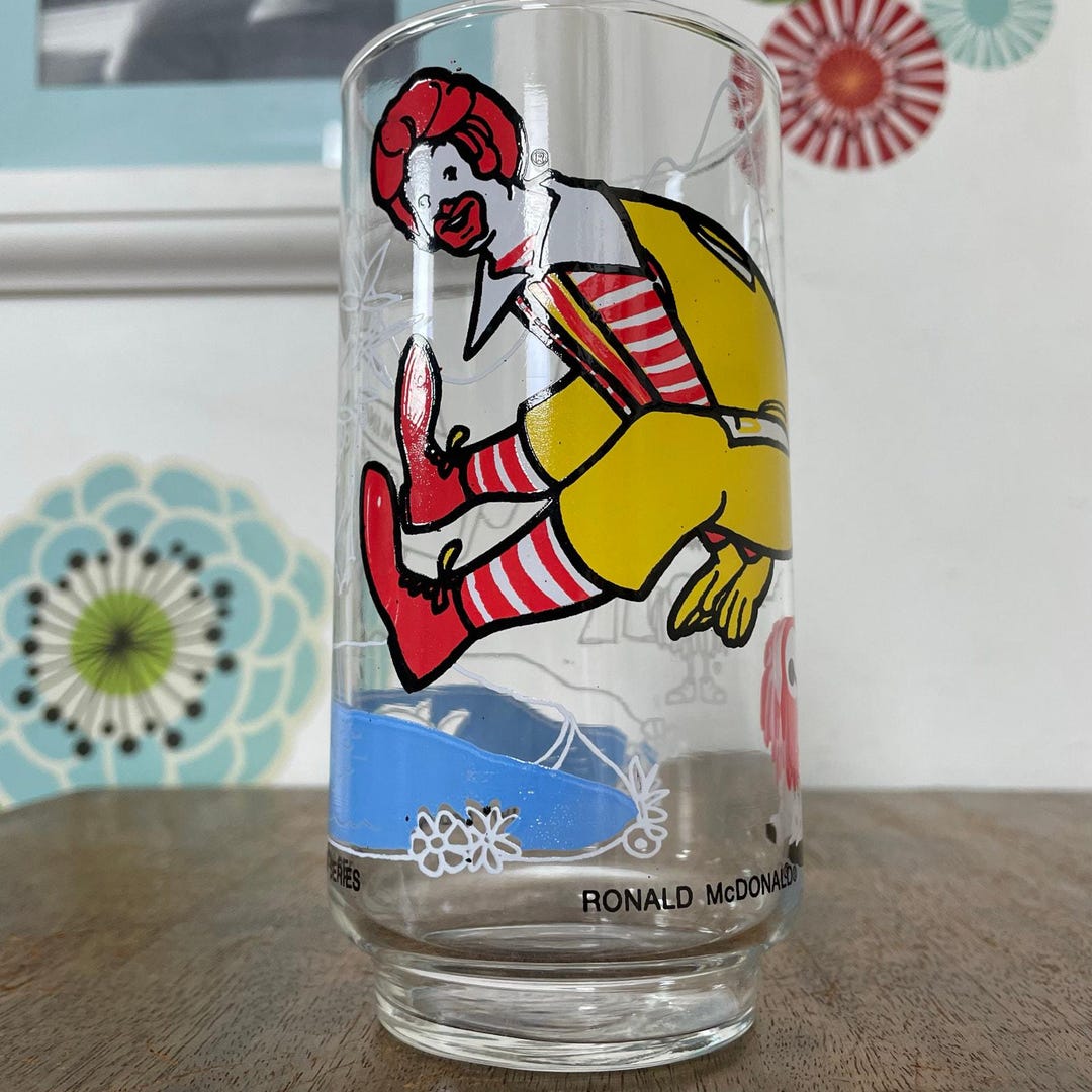 Vintage Ronald Mcdonald Glass, 1977 Mcdonalds Action Series Glass - Etsy