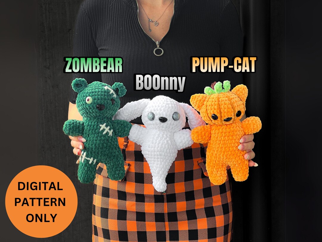 Halloween Bundle Zombear Pumpcat Boonny Crochet Pattern Crochet Bear ...