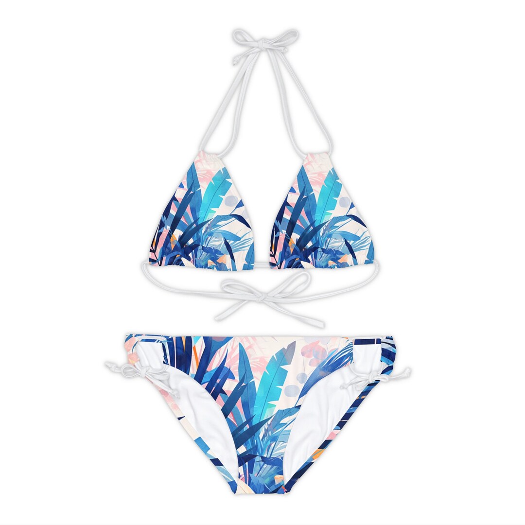 Swimwear Bikini 2 Piece Set Shadow Grass Blades Camouflage Thong Cheeky ...